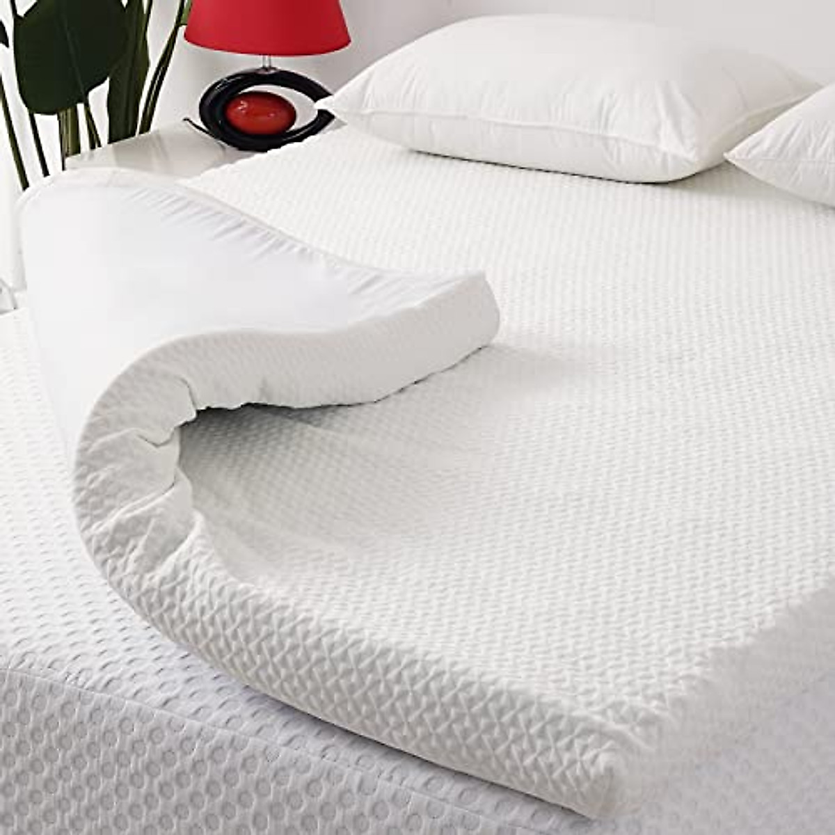 TEKAMON 3 Inch Memory Foam Mattress Topper California King Size,High Density Gel-Infused Cooling Foam Mattress Topper,with Removable & Washable Bamboo Fiber Cover