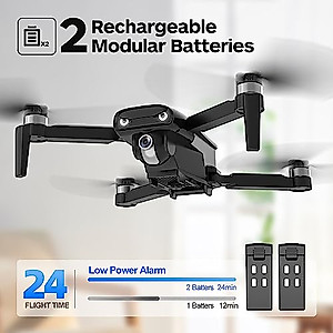 LMRC-12 Drone with 1080p UHD Camera for Adults Beginner, Foldable 2.4GHz FPV Drone, Less than 249g, RC Quadcopter Toys Gifts with Brushless Motor, Altitude Hold, Follow Me, 2 Batteries, Black