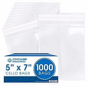 SPARTAN INDUSTRIAL Polypropylene Cello Bags (Small) - 1000 Pack (5" X 7")