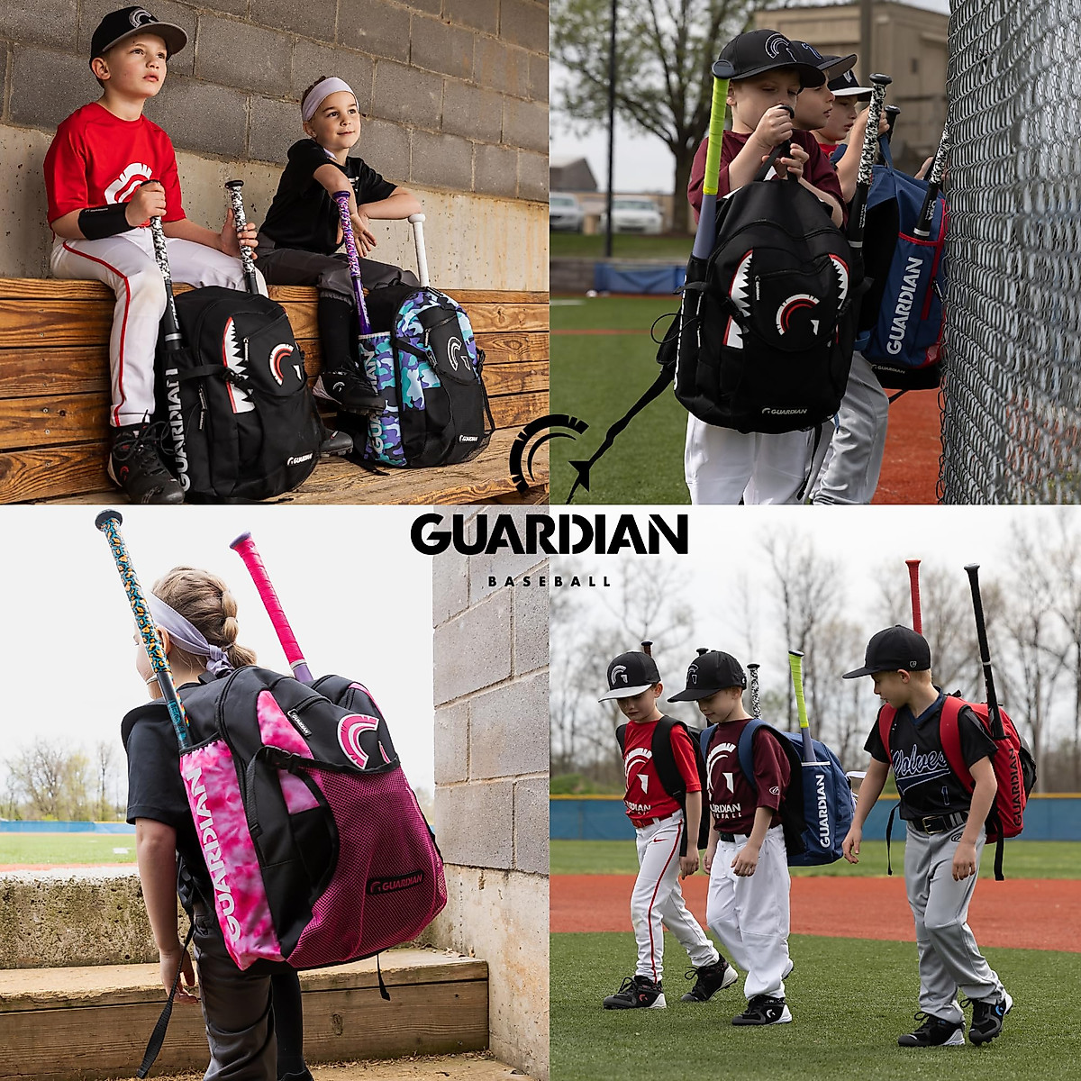 Guardian Baseball Backpack for Youth, Softball Bag for Girls, Durable Bat Bags Baseball Youth Boys and Girls, TBall Bag – Includes Hook to Hang on Fence - Navy/White