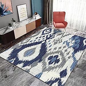 AARXLBB Abstract Rug 8x10 Feet / 240x300 cm Indoor Soft Fluffy Rug Bedroom Kitchen Dining Room Floor Washable Accent Rug Home Office Nursery Decor Gray Blue White Gradient Moroccan Pattern