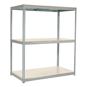 Global Industrial Wide Span Rack with 3 Shelves Laminated Deck, 1100 Lb Cap Per Level, 96" W x 36" D x 96" H, Gray