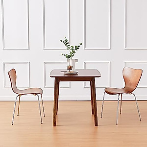 Livinia Aslan 29.5" Malaysian Oak Square Wooden Dining Table/Small Solid Wood Kitchen Desk (Walnut)