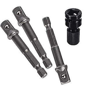 OIIKI 6 Pack 3/8 inch(10mm) Square Socket Adapter Bit Set, Impact Driver Power Bits for Automotive DIY-1/4 Hex Shank