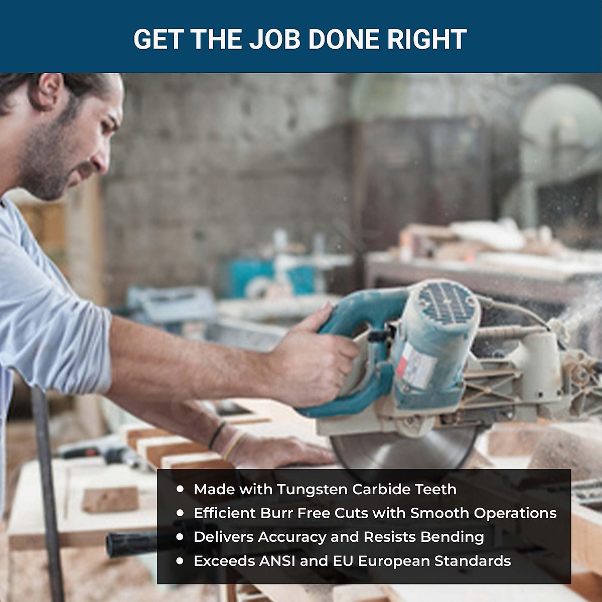 Benchmark Abrasives TCT 6 1/2 Inch Circular Saw Blade, Tungsten Carbide Tipped Metal Cutting Saw Blades for Cutting Metal, Stainless Steel, Ferrous Metals, Miter Saw Blade (6-1/2" 48 Teeth)