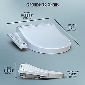 TOTO SW3073#01 WASHLET C2 Round Electronic Bidet Toilet Seat, Cotton White