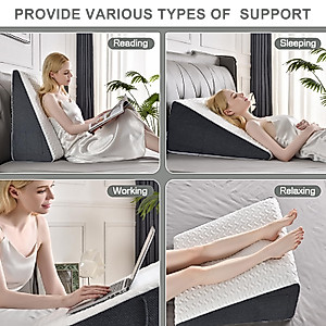 Cosmoluxe 7.5" Bed Wedge Pillow with Cooling Memory Foam Top, Triangle Pillow for Acid Reflux, Heartburn, Snoring, and GERD Relief, Headboard Wedge to Reduce Neck and Back Pain