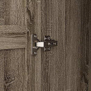 DiDuGo Armoires and Wardrobes 4 Door Wardrobe with Shelves and Drawers, Rattan Door Design, Armoire Wardrobe Closet with 2 Clothing Rods, Oak (59”W x 19”D x 70.4”H)