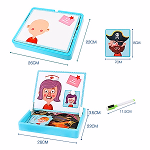 ZSFLZS Magnetic Puzzles Face Dress Up Travel Game Double Side Preschool Educational Learning Toy for Kids