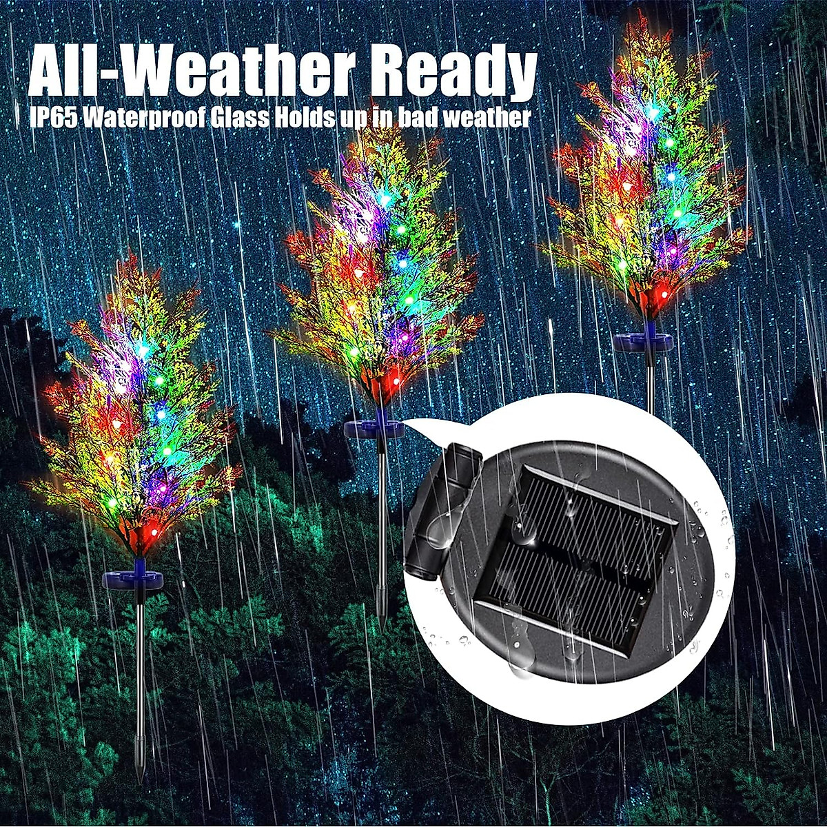 Solar Artificial Tree Lights Garden Stake Pathway Lights for Outdoor Decorations, IP65 Waterproof Solar Tree 2 Pack Flickering Tree Lights for Garden Yard Pathway Decor