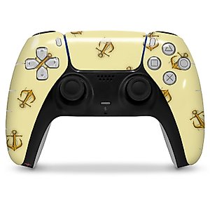 WraptorSkinz Skin Wrap compatible with Sony PS5 DualSense Controller Anchors Away Yellow Sunshine (CONTROLLER NOT INCLUDED)