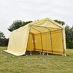 Bestmart 10x20ft Heavy Duty Carport with Sidewalls, Portable Shed Outdoor Storage Shed Canopy,Beige