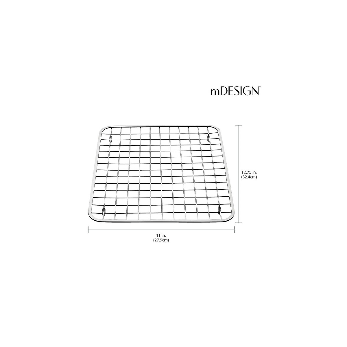 mDesign Modern Metal Wire Protective Kitchen Sink Raised Drying Mat/Grid for Countertop - Dry Dishes, Cups, Plates, Mugs - Easy to Clean - Unity Collection - 2 Pack - Chrome