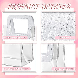 48 Pcs Clear Gift Bags and LED Light Set for Favors, PVC Gift Bag, Reusable Transparent Gift Wrap Bag with Handle, Heavy Duty Tote Bags for Baby Shower Wedding Birthday, 7 x 4 x 8 Inches