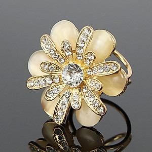 kilofly 4pc Women's Elegant Faux Pearl Crystal Rhinestone Scarf Ring Buckle Clip