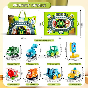 ALASOU 8 PCS Baby Cranes Car Toys with Playmat/Storage Bag|1st Birthday Gifts for Toddler Toys Age 1-2|Baby Toys for 1 2 Year Old Boy|1 2 Year Old Boy Birthday Gift for Infant Toddlers