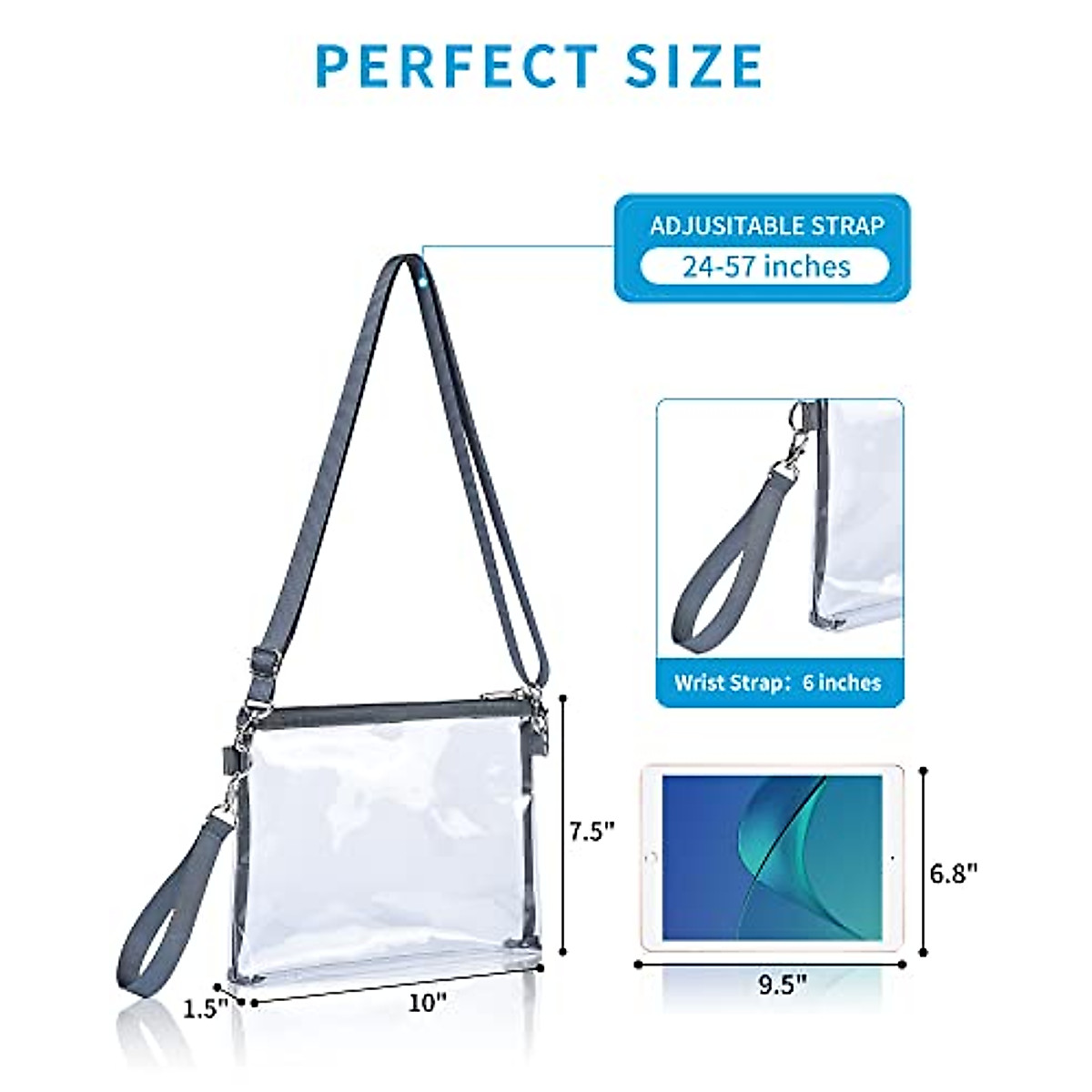 Clear Crossbody Purse Bag Stadium Approved Clear Tote Bag for Work Concert Sports