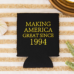 Crisky 30th Birthday Beer Sleeve, 30th Birthday Can Cooler Insulated Covers, 30th Birthday Decorations Black Gold Making Great Since 1994, Neoprene Coolers for Soda, Beer, Can Beverage, 24 Pcs