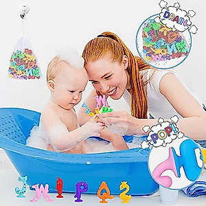 Suction Toys Kids Bath Toy for Toddler Aged 3, 30PCS Silicone Animal Alphabet Number Sucker Toy, Montessori Sensory Toy Gift for Kids Aged 4-8, Educational Spelling Fidget Toys for Autism/ADD/ADHD