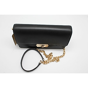 MICHAEL KORS CECE MEDIUM FLAP VEGAN LEATHER SHOULDER CROSSBODY BAG CLUTCH BLACK