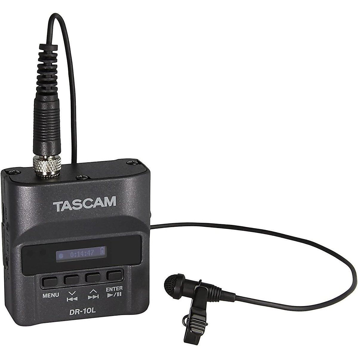 TASCAM Micro Portable Digital Audio Recorder with Lavalier Microphone, AV recording, interview recording 24-Bit/48 kHz BWAV File Format, Black (DR-10L)