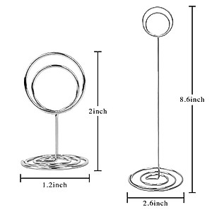 Beiskll Table Number Holders Mini+Tall, Place Card Holders, Photo Holders, Wire Picture Holders, for Wedding Anniversary Birthday Party (20PCS Silver)
