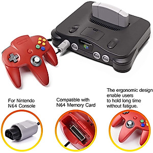 miadore 2 Pack Classic N64 Controllers (Blue/Red) Bundle with 2 Pack 6FT N64 Controller Extension Cable for N64 Console Video Games