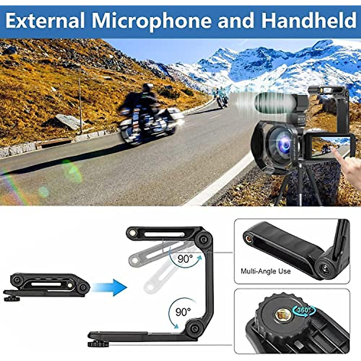 Video Camera Camcorder 4K 60FPS HD 48MP 18X Digital Camcorder 3.0'' HD Touch Screen Vlogging Camera for YouTube IR Night Vision Camcorder with Stabilizer, Remote Control, External Microphone