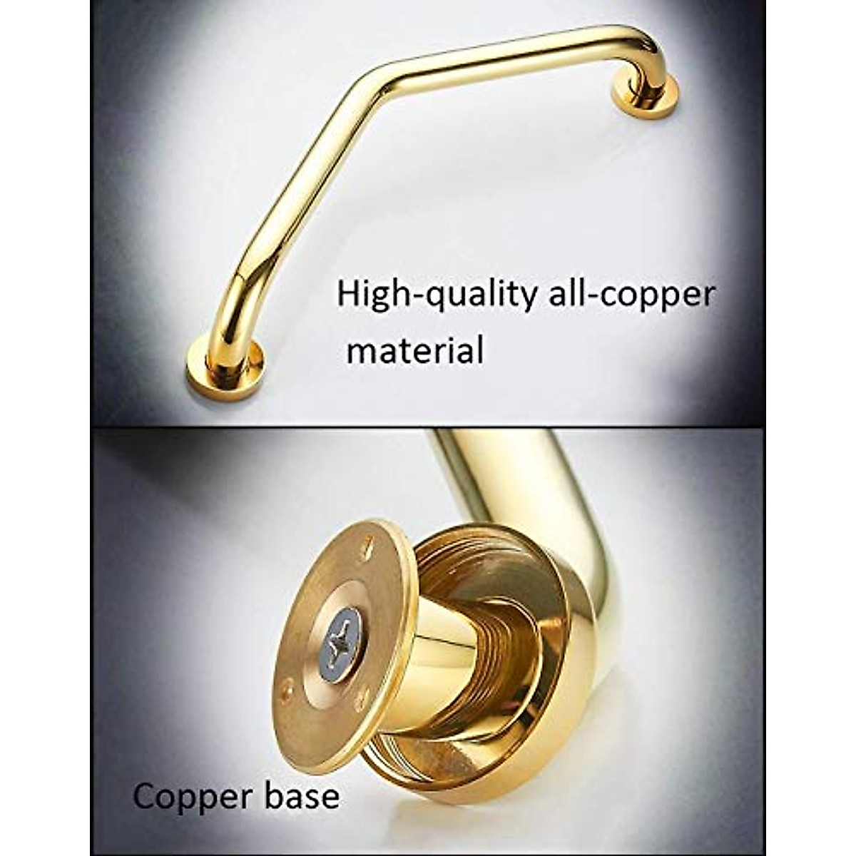 CRODY Bath Wall Attachment Handrails Grab Bar Rails Wall Mounted Brass Grab Bar,Safety Anti-Slip Rust Banisters Towel Rack,Bathtub Bathroom Shower Non-Slip Aids Safety Support Rail,Elderly Disabled Ha