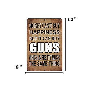 Rogue River Tactical Funny Pro Gun Metal Tin Sign, 12x8 Inch, Wall Décor - Man Cave Bar Money Happiness Guns