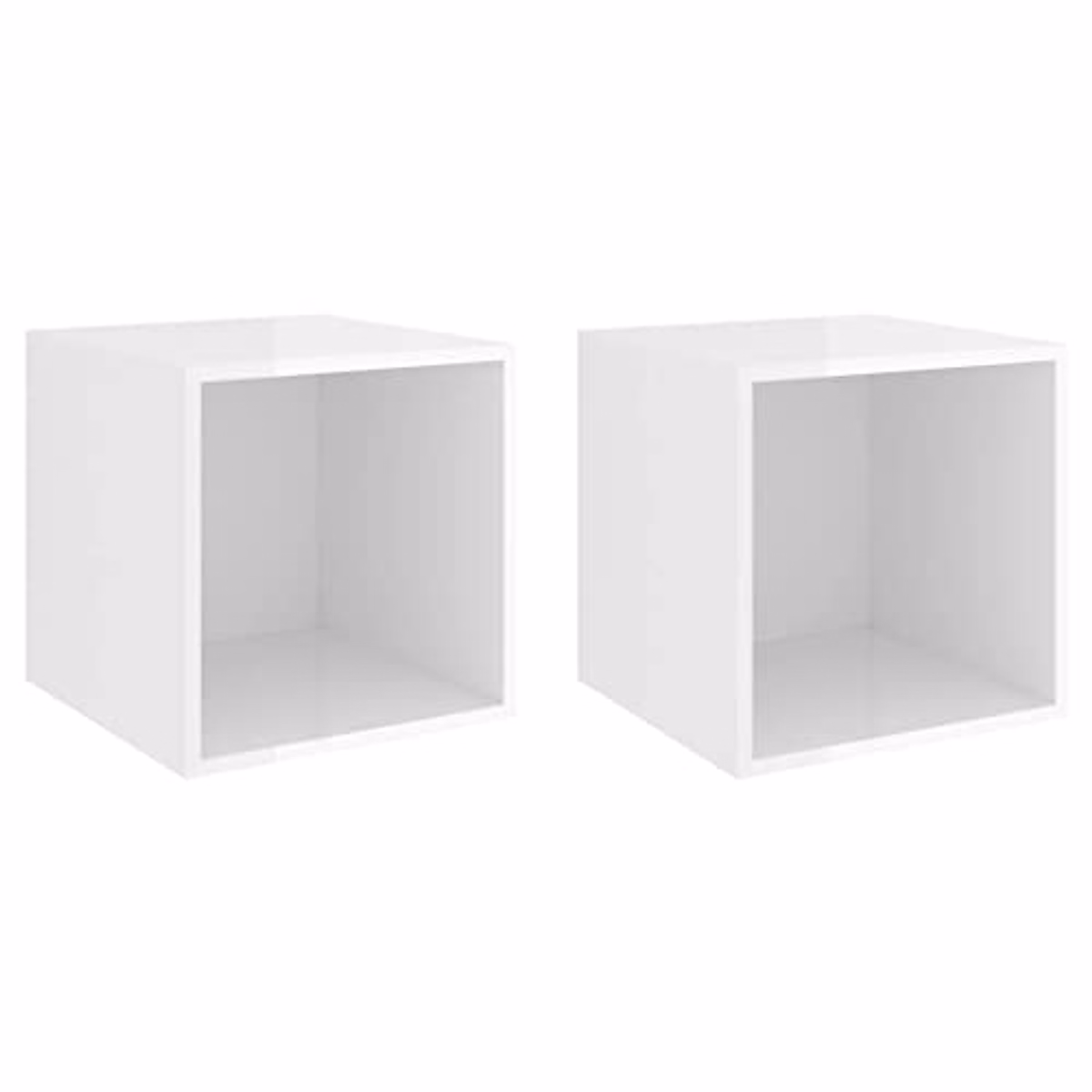 Homvdxl Floating Wall Cube Shelves, White High Gloss Box Shelf for Wall Decor, Floating Bookshelf Square Wall Cubby Shelves for Living Room Bedroom Bathroom Entryway Hallway, 2 Set
