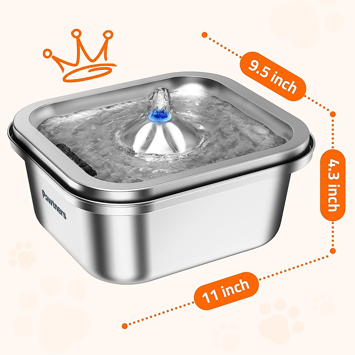 Cat Water Fountain Stainless Steel: 4L/140oz Pet Fountain Water Bowl Indoor, Automatic Dog Drinking Dispenser, Cat Feeding Watering Supplies, Metal Kitty Waterer Fountain, 6 Replacement Filters