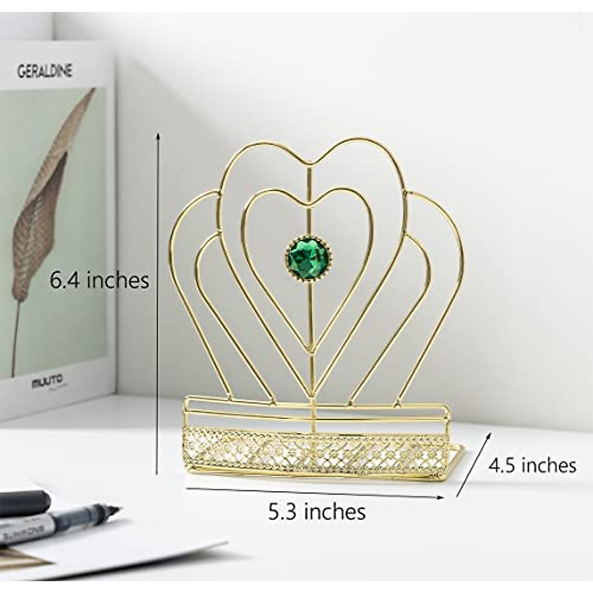 JIARI 1 Pairs Crown Bookends Decorative Metal Book Ends Supports for Bookrack Shelves, Heavy Duty, Book Holder Stopper for Books (Gold)