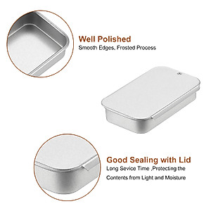 uxcell Metal Tin Box Containers, 2Pcs 2.4x1.3x0.4 Inch Silver Mini Portable Metal Slide Top Tin Containers for Jewelry Crafts