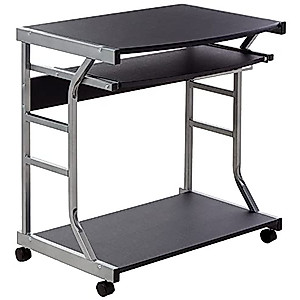 Target Marketing Systems Berkeley Mobile Desk with Pull Out Keyboard Tray and Lockable Wheels, Modern Rolling Laptop Table Ideal for Working from Home, 27.5", Black