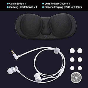 NexiGo VR Lens Protect Cover and Gaming Earphones, Washable and Anti-Scratch Lens Protector, 3D Surrounding Sound Earphones with Custom-Length Short Cable, Designed for Oculus Quest 2
