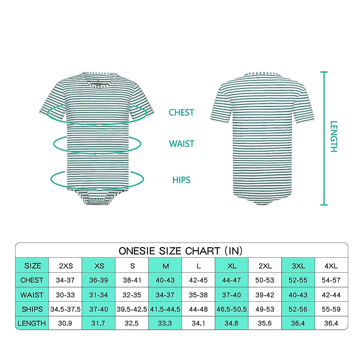 Landofgenie Mens Striped Onesie Pajamas Press Button Crotch Shirt Bodysuit Short Sleeve One Piece Bodysuit White 3XL