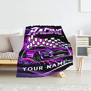 Eccustomized Custom Car Blankets for Boys - Breathable Cozy Black Throw Blanket - 30"x40" Inches Small Blanket for Living Room & Office - Funny Blanket Throws Gift
