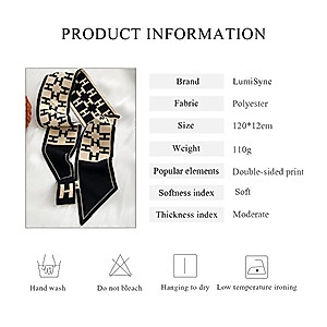 LumiSyne Skinny Knitted Scarf Women Winter Pull-Through Design Plaid Letter Pattern Narrow Long Neckerchief Warm Collar Scarf