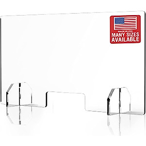 Countertop Desk Sneeze Guard- Protective Partition, Plexiglass Shield Barrier for Coughing, Sneezing, Droplets - Acrylic Divider Panel