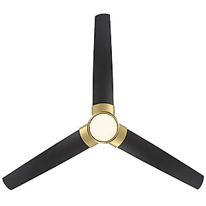 Zelda Indoor and Outdoor 3-Blade Smart Ceiling Fan 60in Soft Brass Matte Black with 3000K LED Light Kit and Remote Control works with Alexa and iOS or Android App