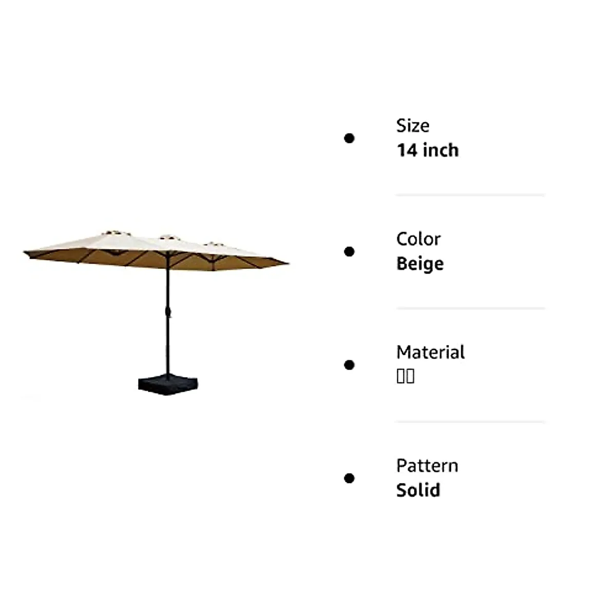 Kozyard Butterfly 14' Outdoor Patio Double-Sided Aluminum Umbrella with Crank and Base (Beige)