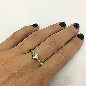 1 CT Round Shape White Cubic Zirconia Intertwined Wedding Engagement Ring in 14K Yellow Gold Plated 925 Sterling Silver (1 Cttw) Ring Size - 8.5