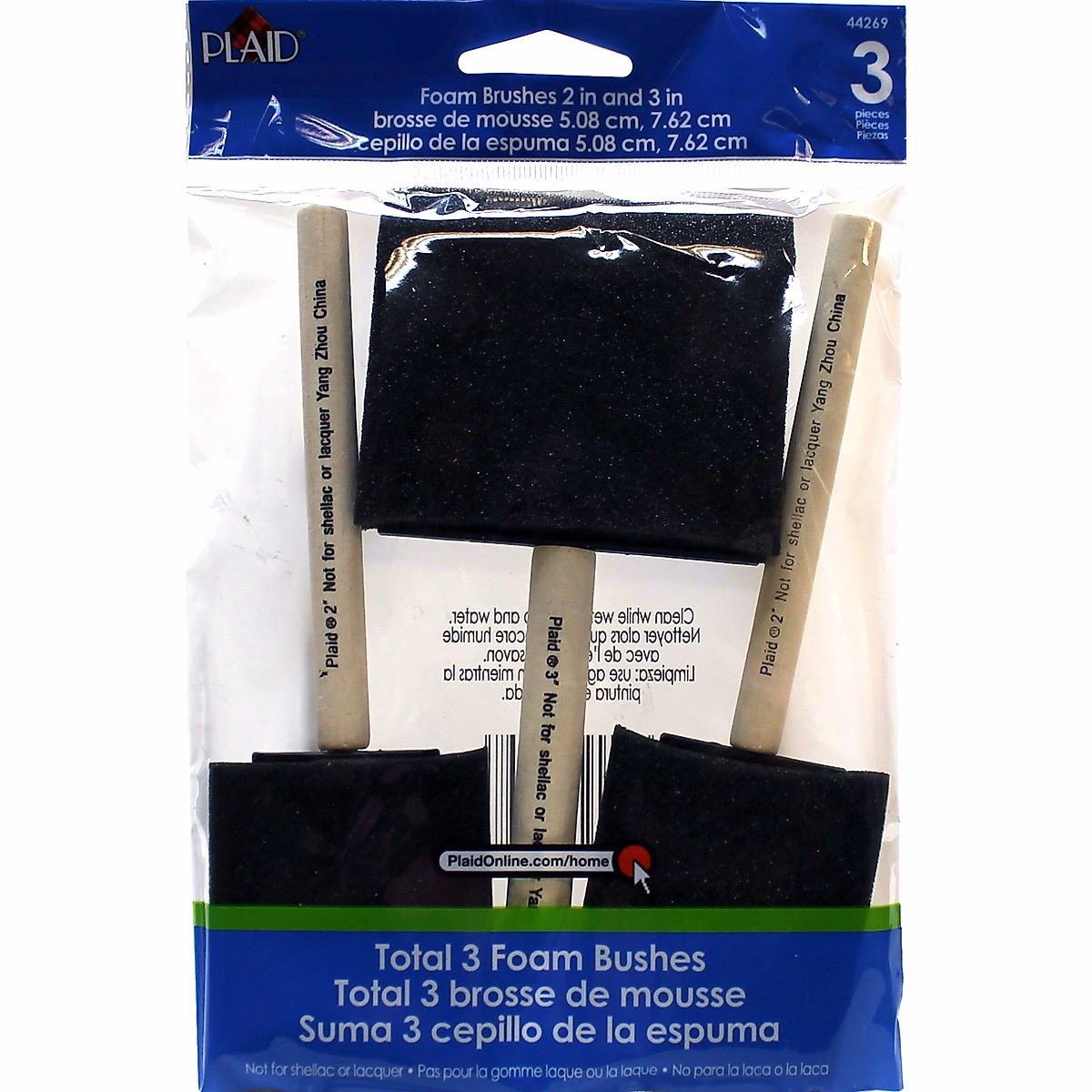 Plaid Foam Brushes, 44269 (3 Pack), One Size