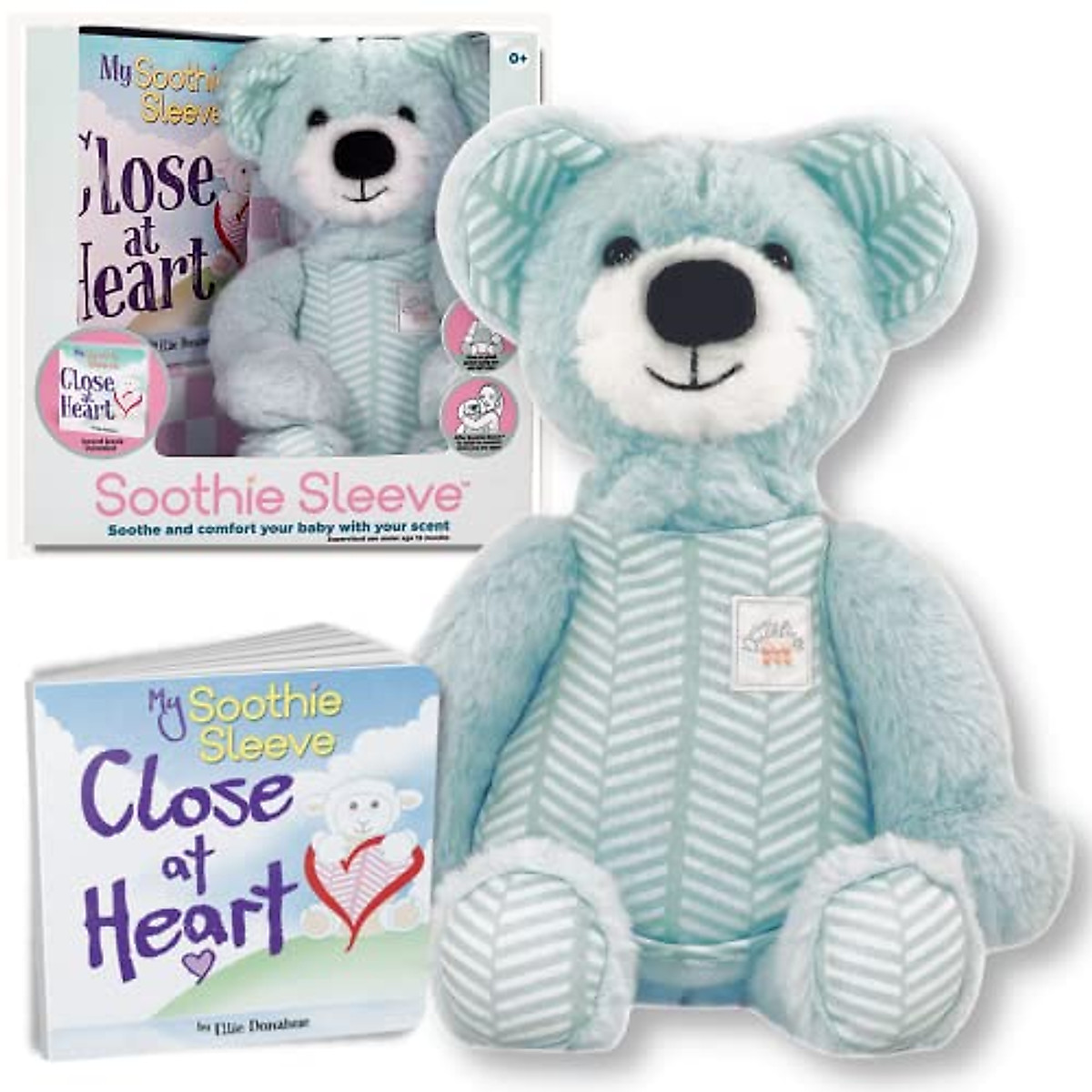 Soothie Sleeve, a Pediatrician Designed Plush, Uses a Parent's Scent to Soothe Baby or Child (Gift Box w/Board Book, Safety Tested for 0+), Bundle