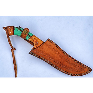 Sharp Forest Knives Handmade Damascus Steel 12 Inches Full Tang Hunting Knife BK-3054 - Beautiful Olive Wood & Resin Handle