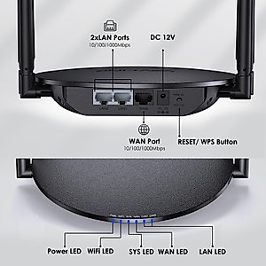 WAVLINK AC1200 WiFi Router Wireless Internet Router for Home, Dual Band Router 2.4GHz and 5GHz with 1000Mbps WAN/LAN Gigabit Ethernet Port, 4 x 5dBi Foldable Antennas, Supports Router Repeater AP Mode