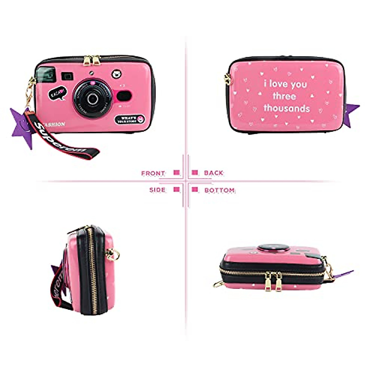 KUANG! Women Fashion Camera Shaped Crossbody Handbag PU Leather Vintage Shoulder Bag Novelty Clutch Box Girls Purse
