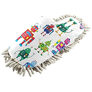 Microfiber Cleaning Slippers Cute Robots Washable Mop Shoes Slipper for Men/Women House Floor Dust Cleaner, Size L