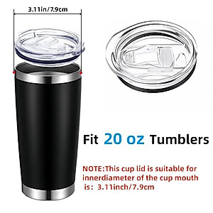 sweetfamily 2 Replacement Lids for Stainless Steel Tumbler Travel Cup,3.1 to 3.15 INCH Cup Mouth Compatible with YETI Rambler and More Tumbler Cups,Spill Proof Splash Resistant Sliding Covers (20 OZ)